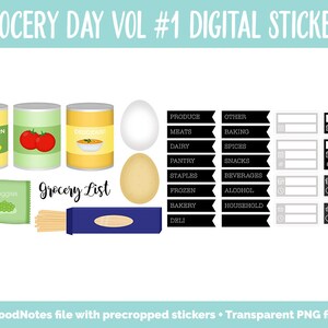 Grocery Day Vol #1 Digital Stickers | Goodnotes, iPad and Android ...