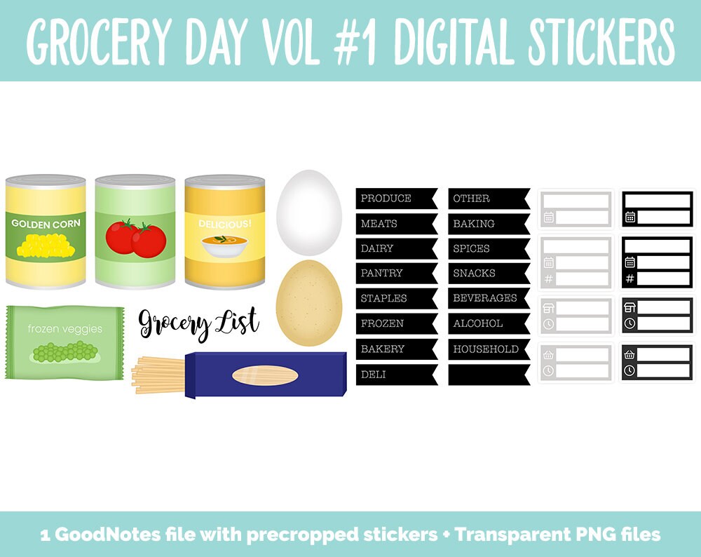 Grocery Day Vol 1 Digital Stickers Goodnotes Ipad and - Etsy