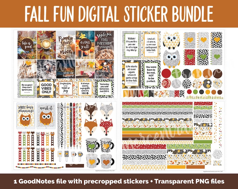 Fall Digital Sticker Bundle | 400+ | iPad & Android - Etsy