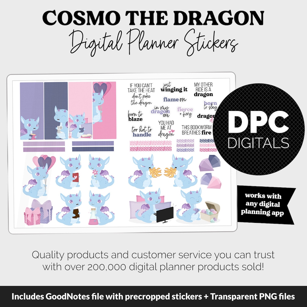 Cosmo the Dragon Digital Planner Stickers | iPad and Android - Etsy