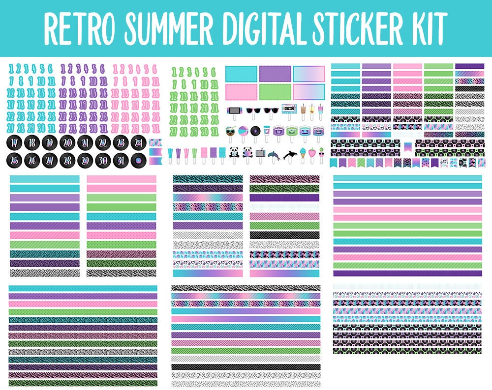 Retro Summer Digital Sticker Mega Bundle Goodnotes & Ipad - Etsy
