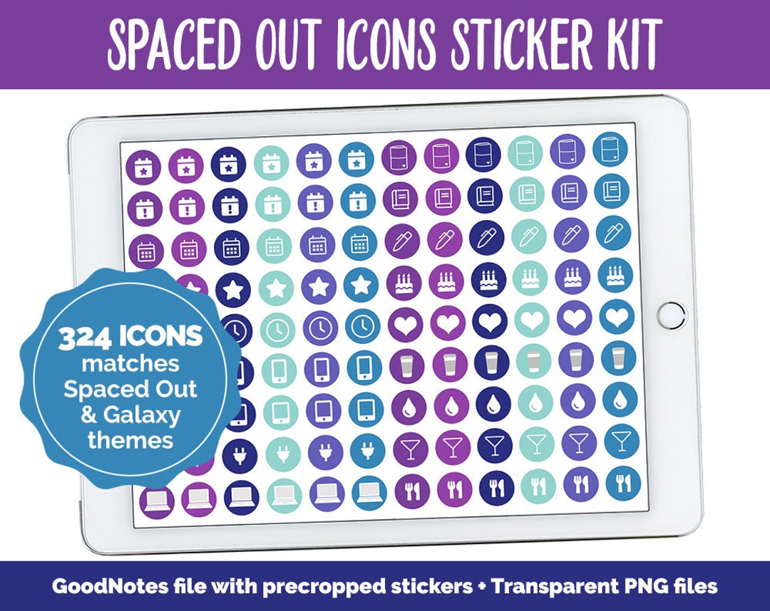 Spaced Out Icon Digital Planner Stickers | Goodnotes, iPad and Android ...