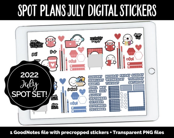 Spot Plans July Digital Stickers Goodnotes Ipad and Android - Etsy
