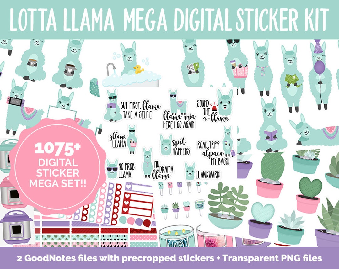 Lotta Llamas Digital Sticker Mega Bundle | Goodnotes & iPad | Alpacas ...