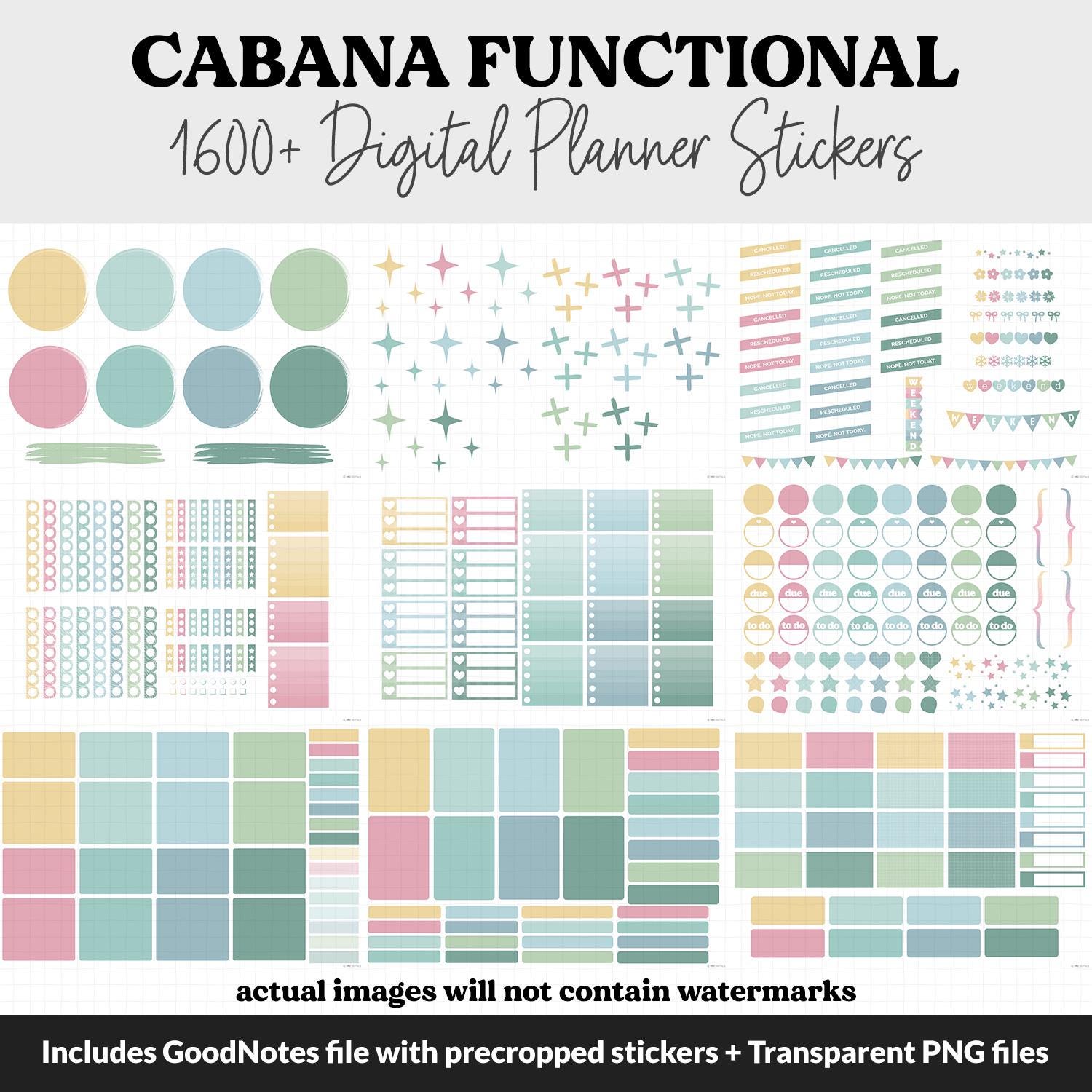 Cabana Functional Digital Sticker Set | iPad & Android | Cabana Theme ...