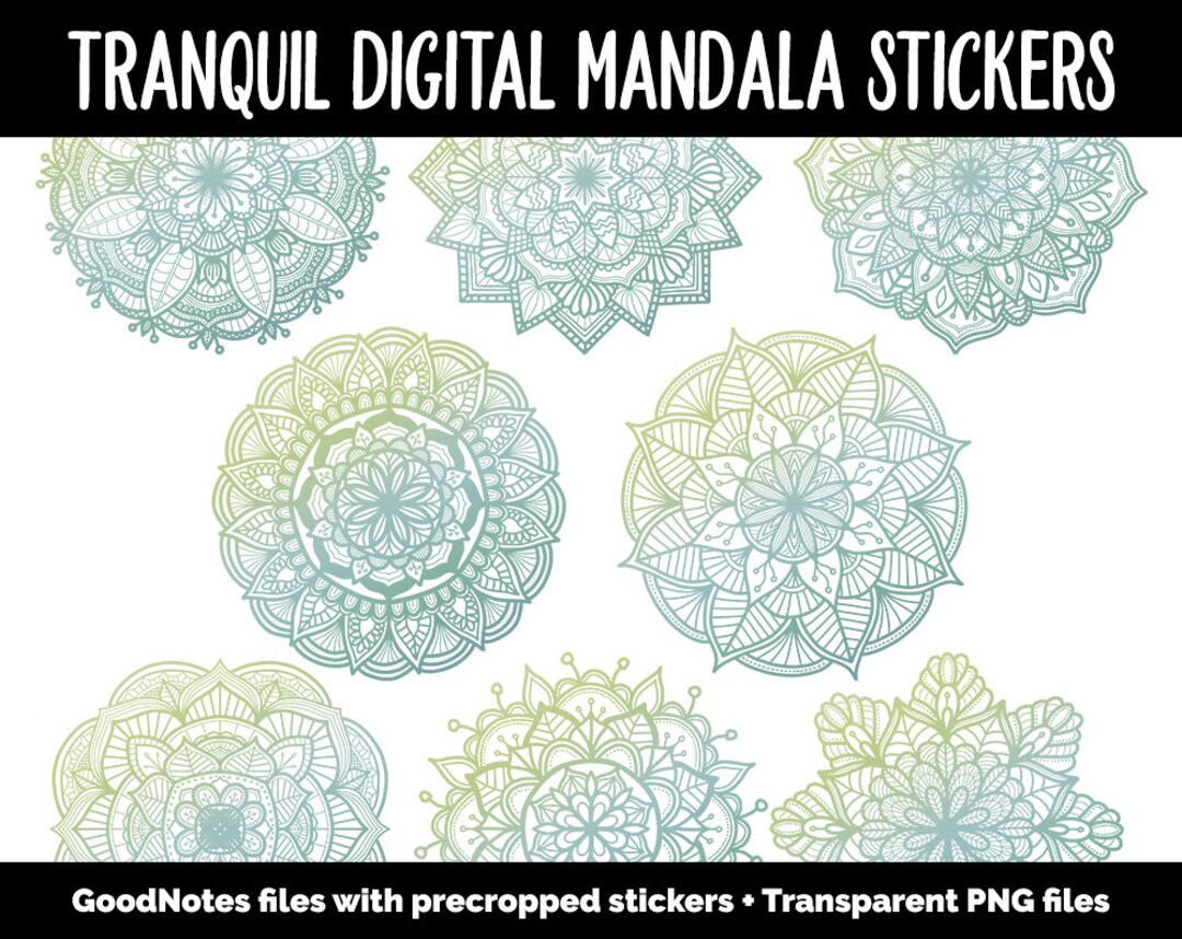 Tranquil Mandala Digital Planner Stickers | iPad & Android | Gradient ...