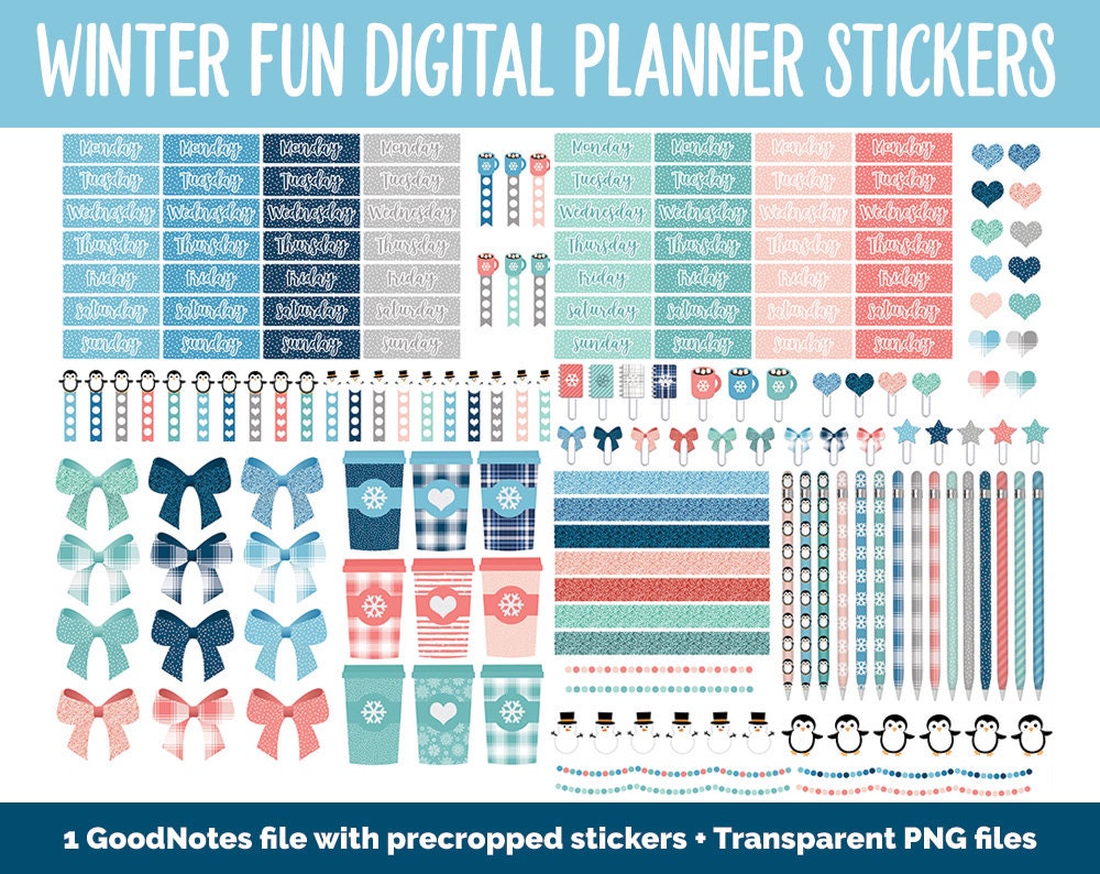 Winter Fun Mega Digital Sticker Bundle Goodnotes & Ipad - Etsy