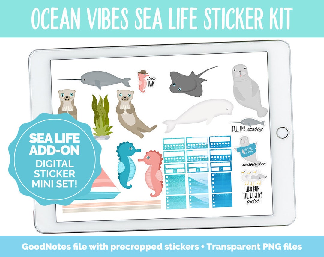 Ocean Vibes Sea Life Digital Planner Stickers - Etsy
