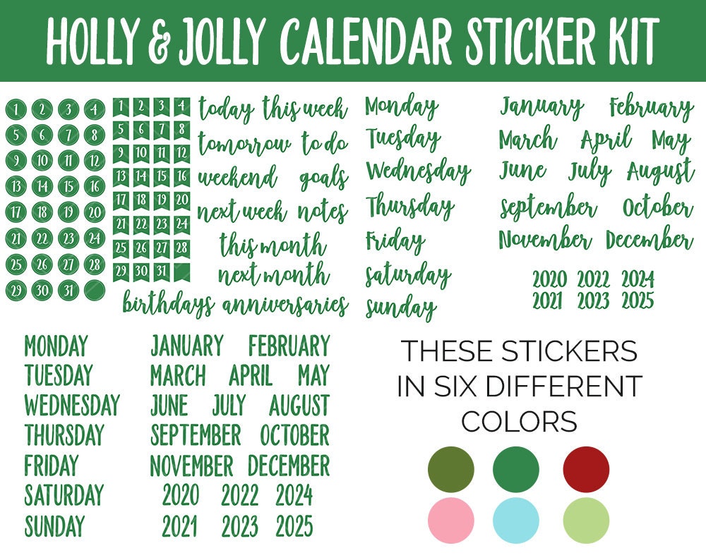 Holly & Jolly Calendar Essentials Digital Planner Stickers | Etsy