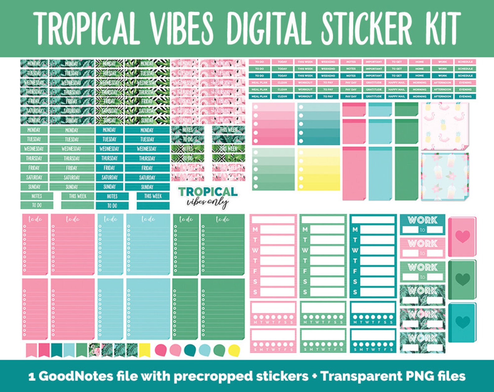 Tropical Vibes Digital Stickers Goodnotes Ipad & Android - Etsy