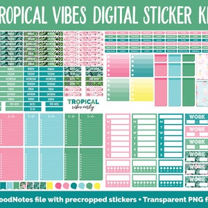 Tropical Vibes Digital Stickers | Goodnotes, iPad & Android | August ...
