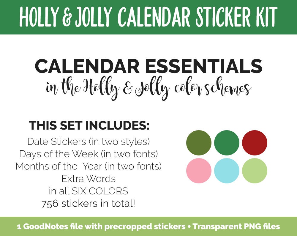 Holly & Jolly Calendar Essentials Digital Planner Stickers | Etsy