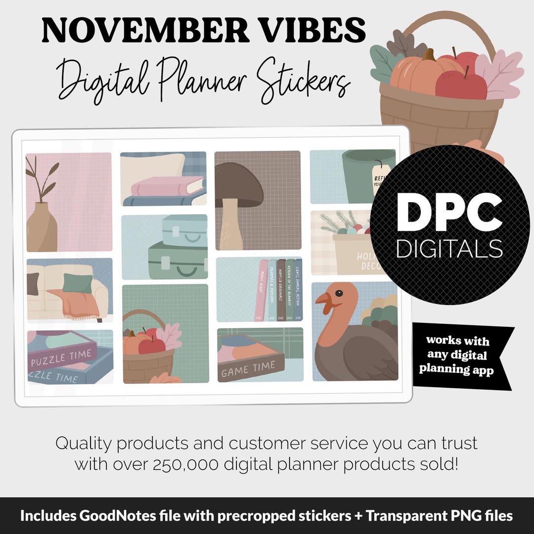 November Vibes Digital Planner Stickers | iPad & Android | Hearth Theme ...