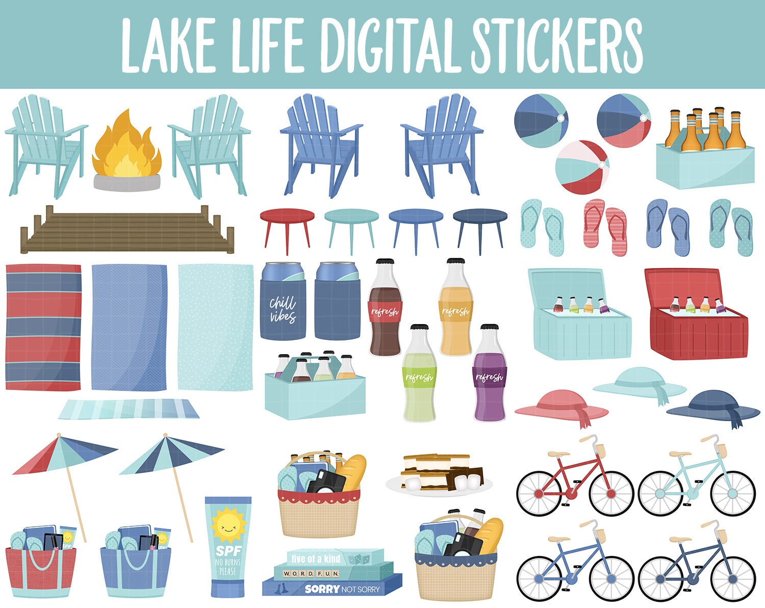 Lake Life Digital Sticker Mega Bundle | iPad & Android | Lakeside Theme ...