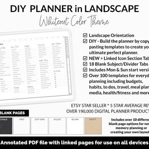 DIY Landscape Digital Planner | Whiteout Theme | Goodnotes, iPad ...