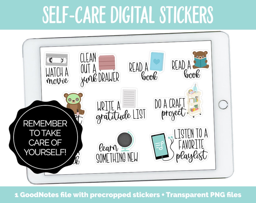 Self-care Digital Stickers | Goodnotes & iPad | Mental Health, Adulting ...