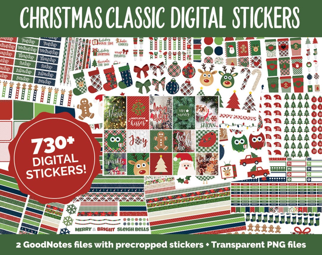 Christmas Holiday Classic Mega Digital Sticker Bundle | iPad & Android ...
