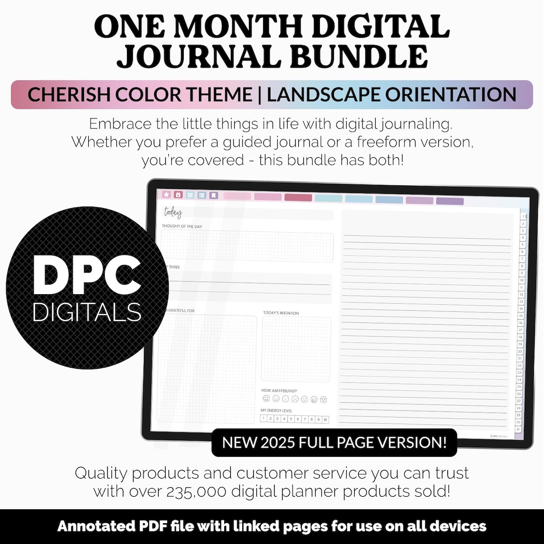31 Day Digital Journal Bundle | Cherish Theme | Goodnotes, iPad ...