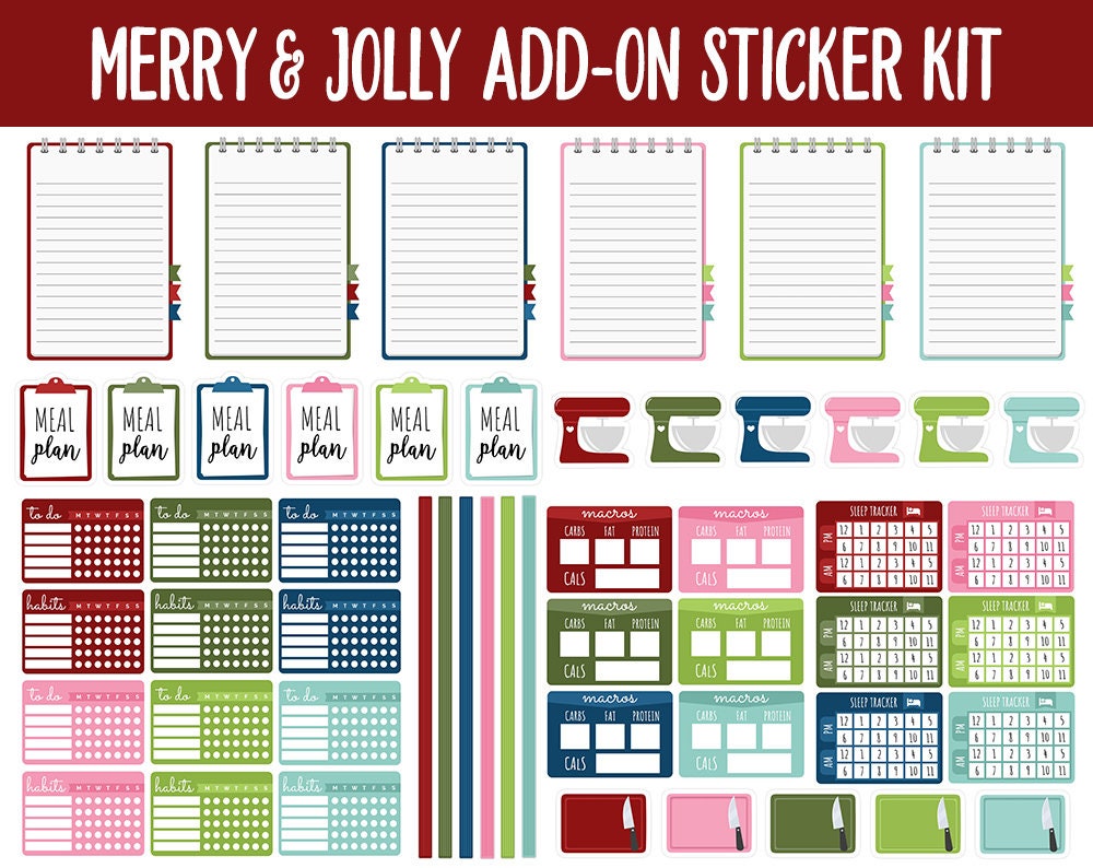 Merry & Jolly Add-on Digital Planner Stickers | Goodnotes, iPad and ...