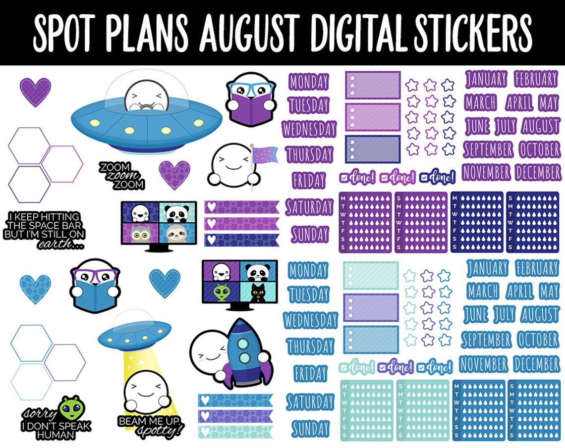 Spot Plans August Digital Stickers Goodnotes Ipad and | Etsy