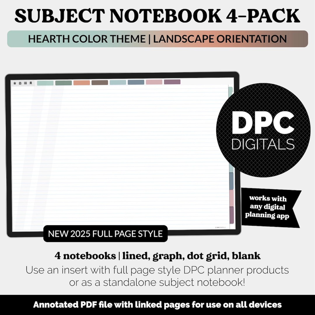 8-subject Landscape Digital Notebooks 4- Pack | Hearth Theme ...