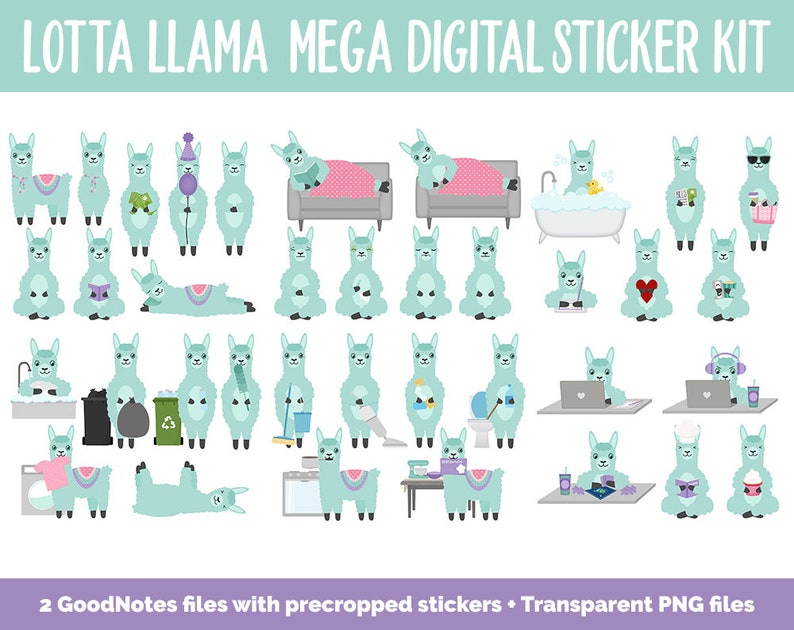 Lotta Llamas Digital Sticker Mega Bundle Goodnotes & Ipad - Etsy