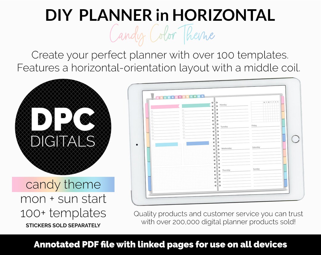 DIY Horizontal Digital Planner | Candy Theme | Goodnotes, iPad ...