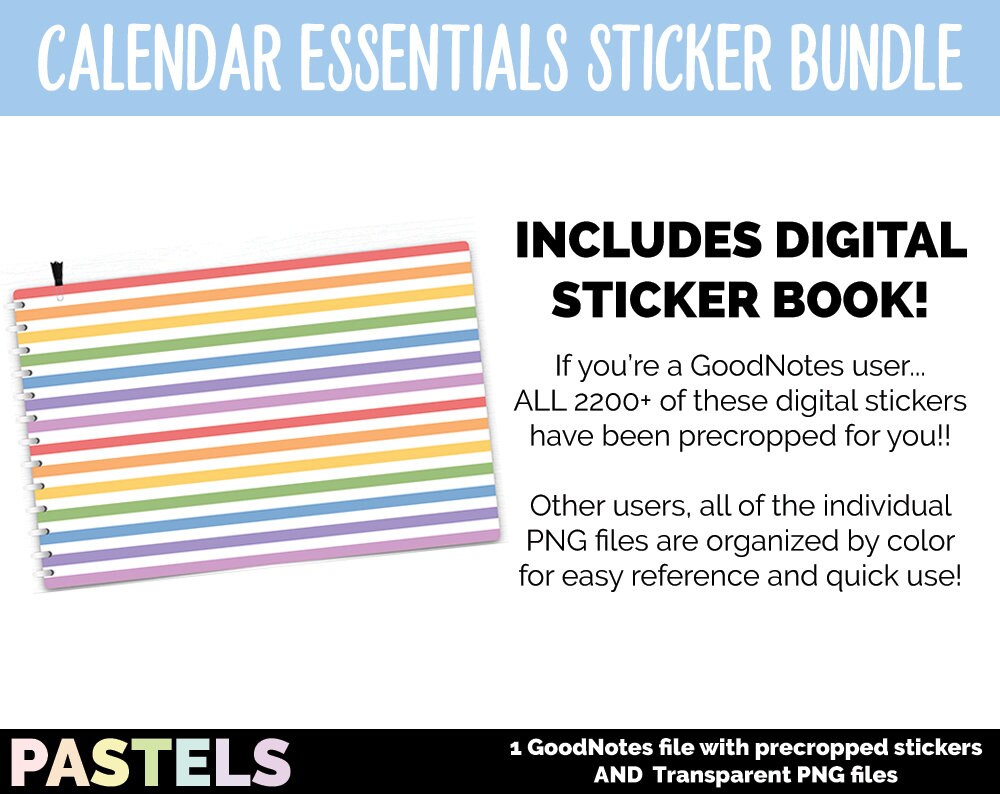 Digital Calendar Numbers MEGA BUNDLE PASTELS Goodnotes and | Etsy