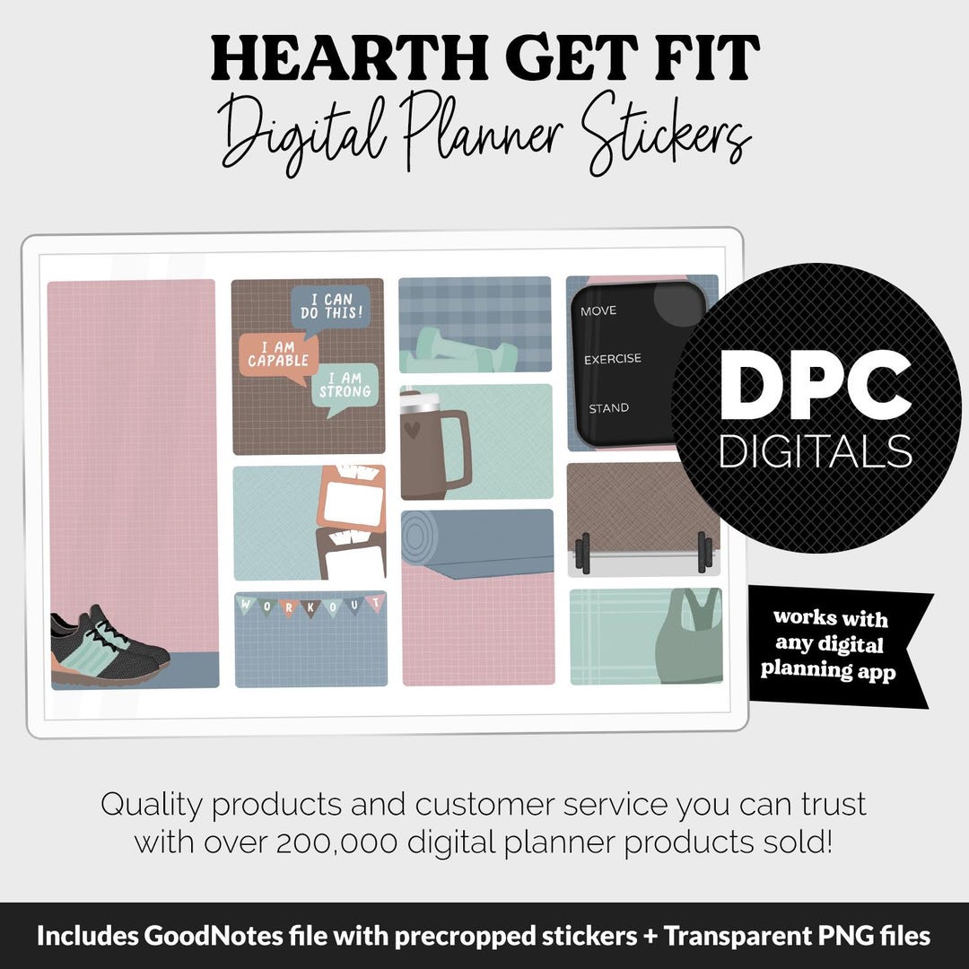 Get Fit Hearth Digital Stickers | Goodnotes & iPad | Fitness, Health ...