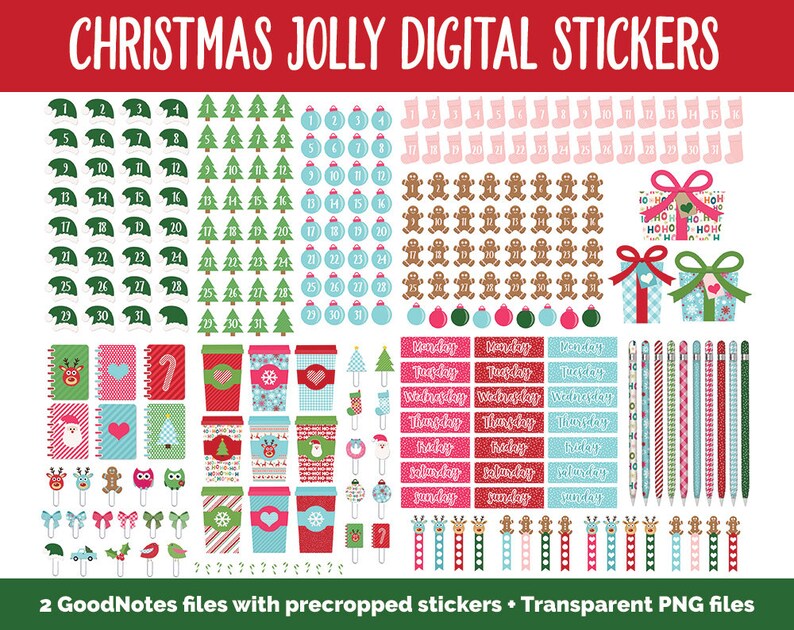 Christmas Holiday Jolly Mega Digital Sticker Bundle | iPad & Android - Etsy