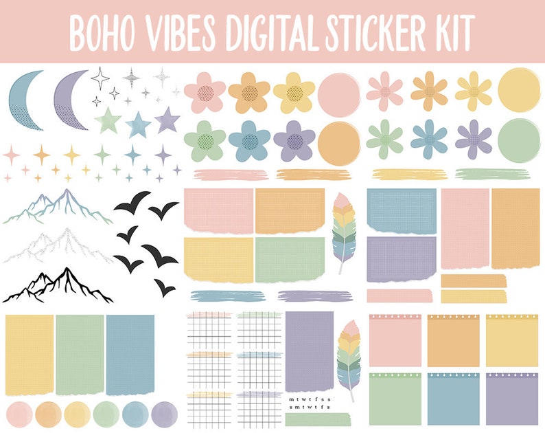 Boho Vibes Digital Sticker Mega Bundle Goodnotes & Ipad - Etsy