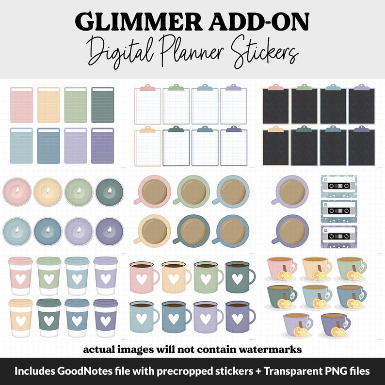 Glimmer Theme Add-on Digital Planner Stickers | iPad & Android - Etsy