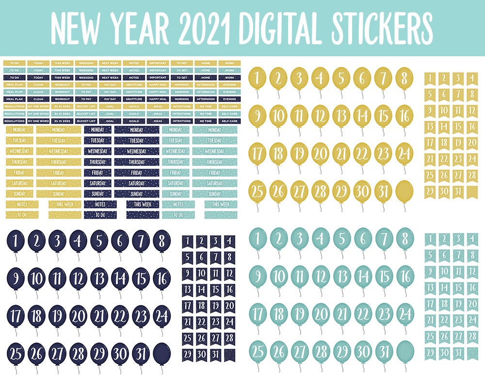 New Year 2021 Digital Planner Stickers | iPad & Android - Etsy