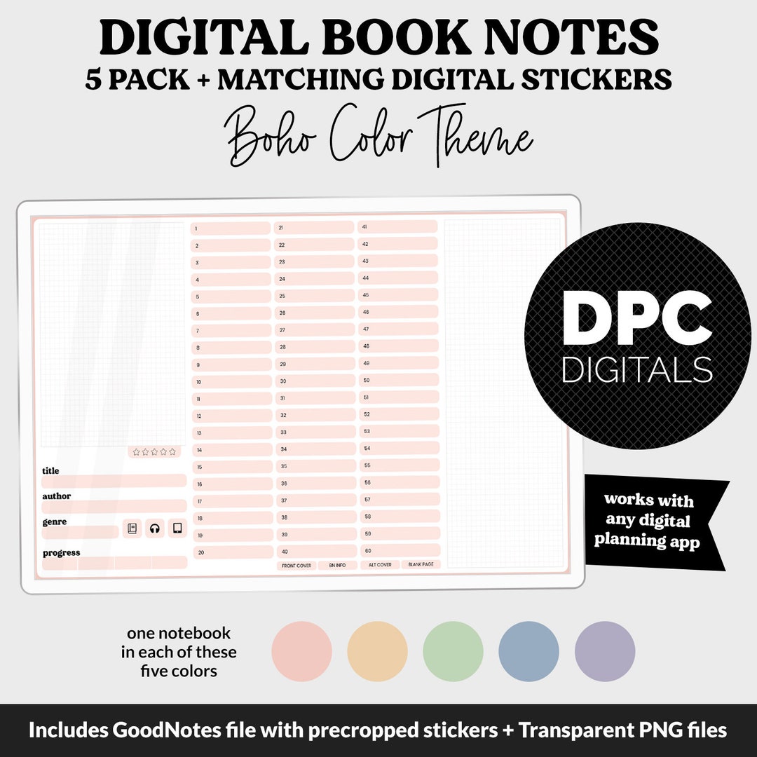 Digital Book Notes Journal Notebook | Boho | Goodnotes, iPad & Android ...