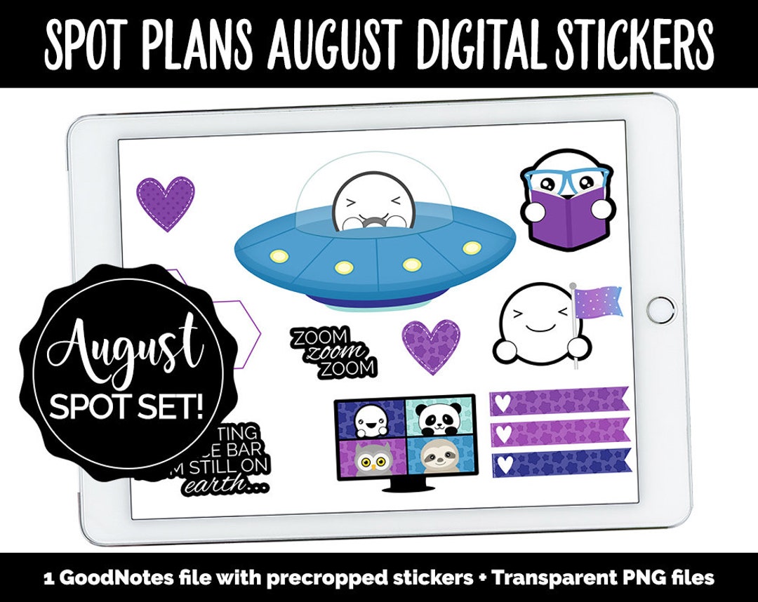 Spot Plans August Digital Stickers | Goodnotes, iPad and Android ...
