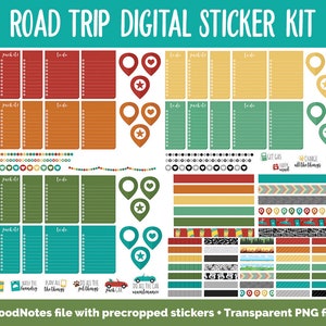Road Trip Digital Stickers | Goodnotes, iPad and Android | Travel ...