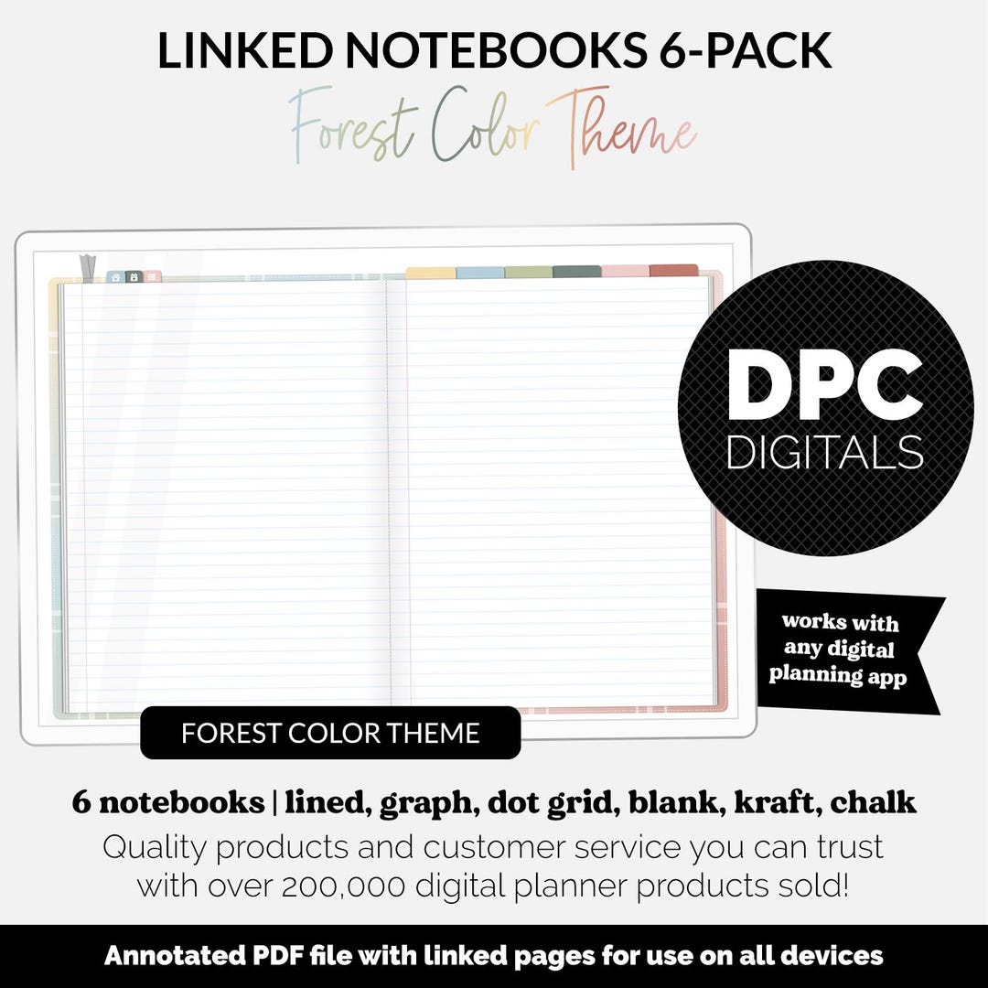 Linked Digital Notebooks 6- Pack | Forest Theme | Goodnotes, iPad ...