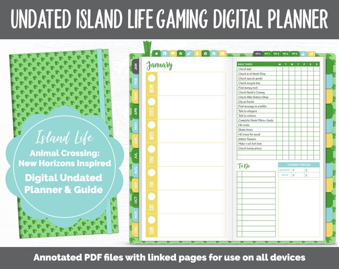 Undated Island Life Slim Digital Planner | Goodnotes, iPad & Android ...