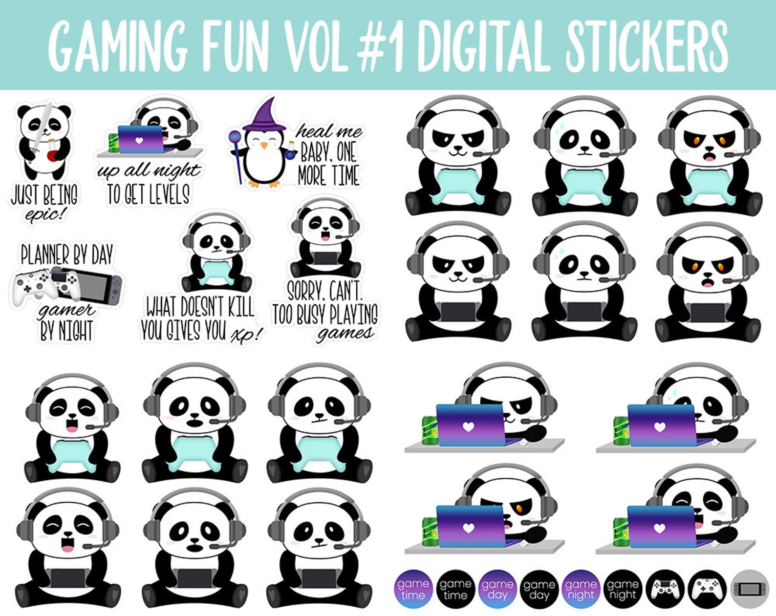 Gaming Fun Vol 1 Digital Stickers Goodnotes & Ipad Video - Etsy