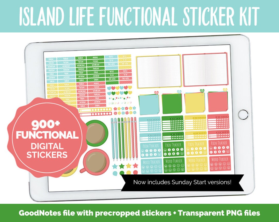 Island Life Functional Digital Stickers - Etsy