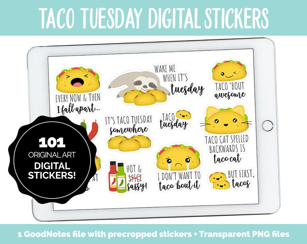 Taco Tuesday Digital Stickers | Goodnotes, iPad and Android | Food ...
