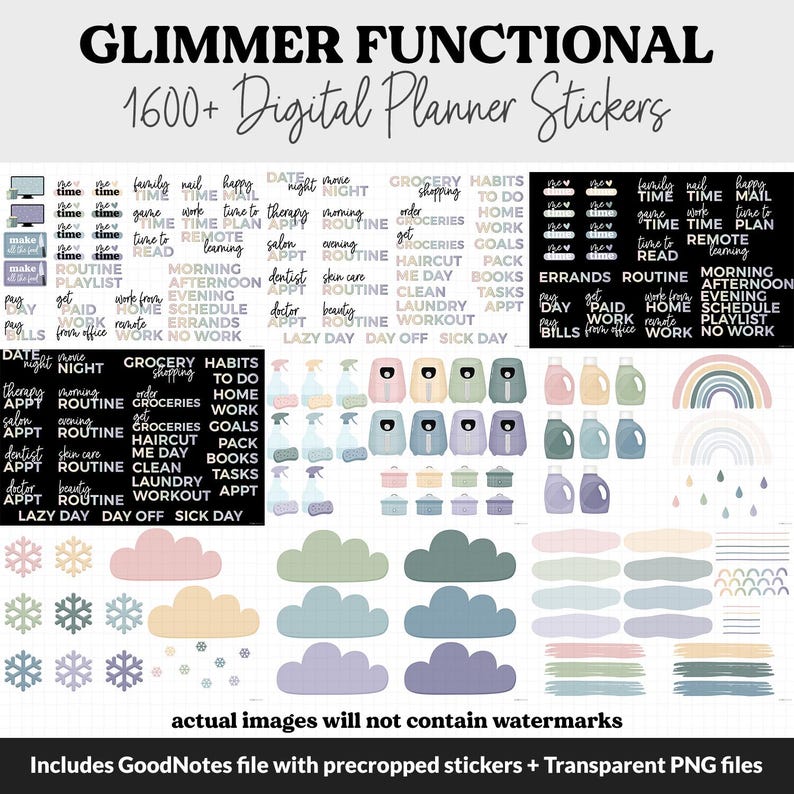 Glimmer Functional Mega Digital Sticker Set | iPad & Android - Etsy