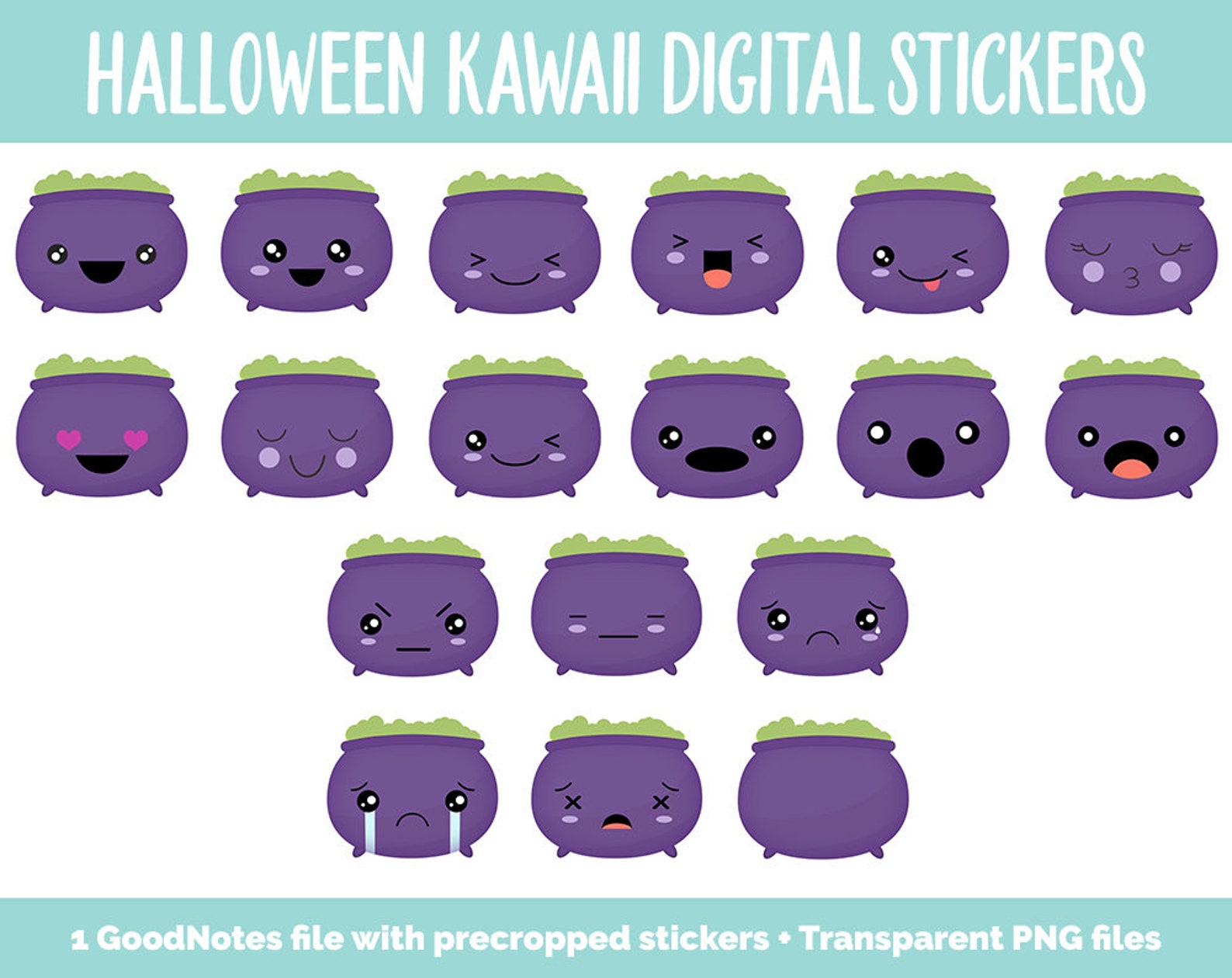 Halloween Kawaii Digital Stickers Goodnotes Ipad and - Etsy
