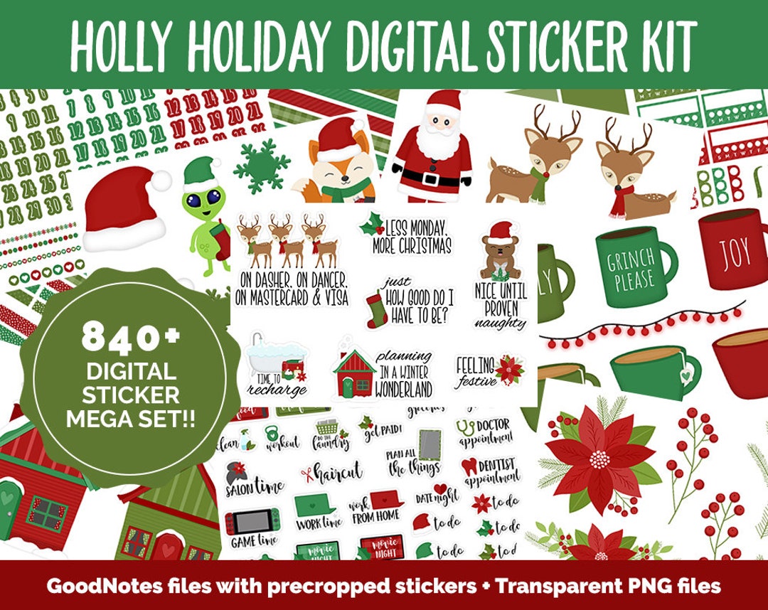 Holly Holiday Digital Sticker Mega Bundle | Goodnotes & iPad | December ...