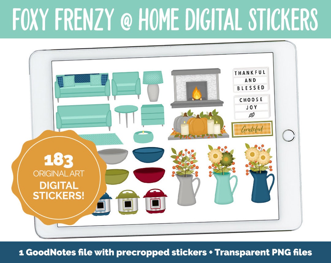 Fox Frenzy at Home Digital Stickers | Goodnotes & iPad | Thanksgiving ...