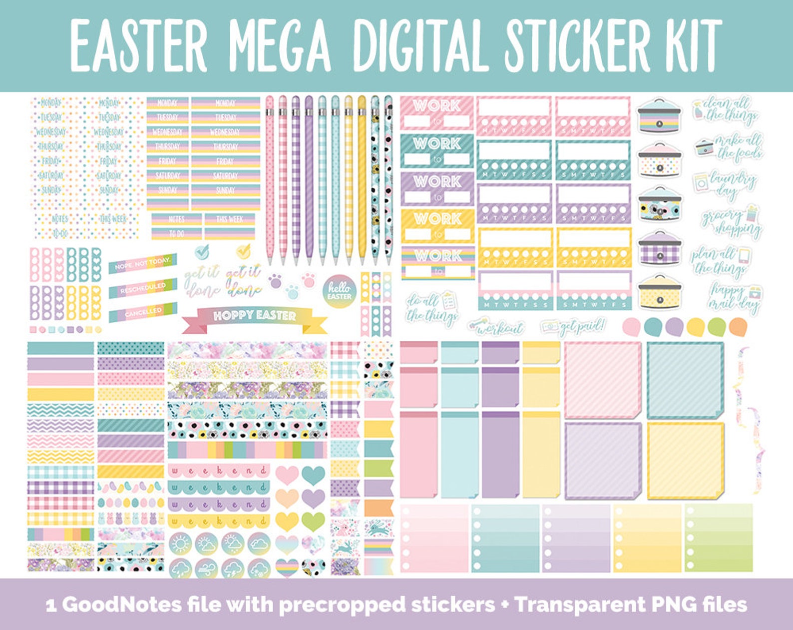 Easter MEGA Digital Sticker Bundle | Goodnotes & iPad | April, Calendar ...
