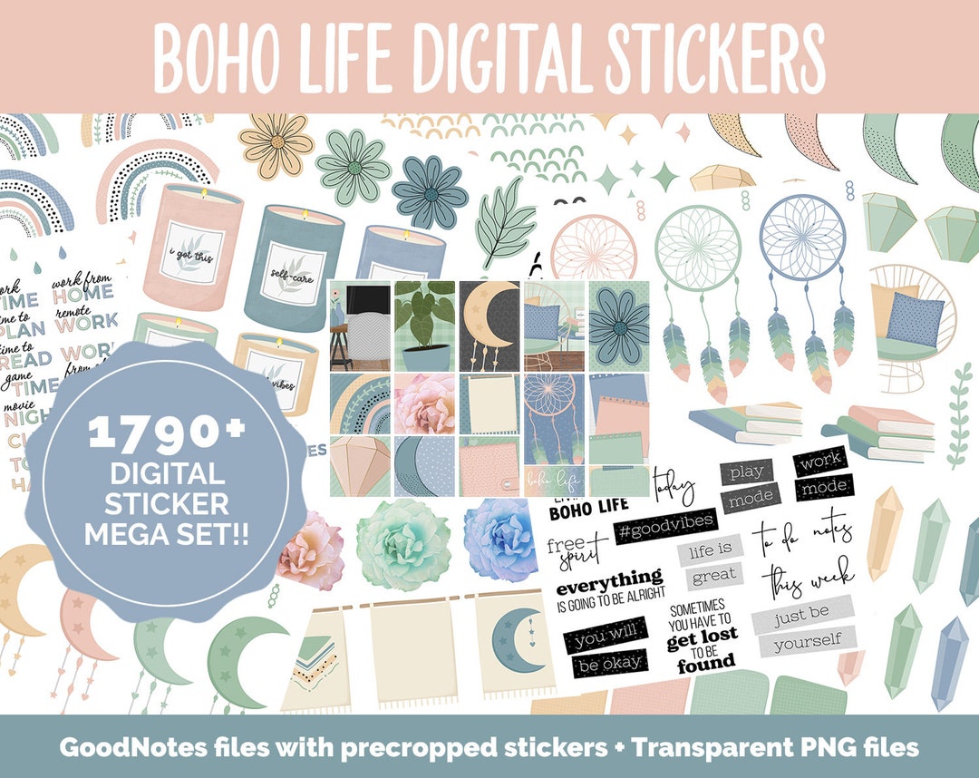 Boho Life Digital Sticker Mega Bundle | Goodnotes & iPad | August ...