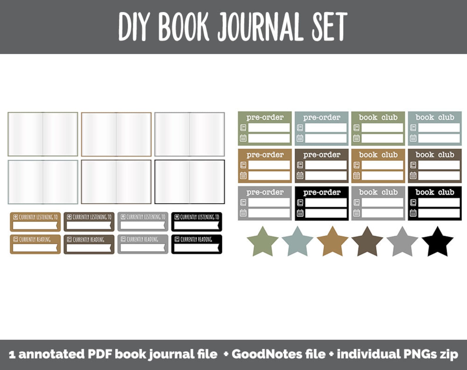 DIY Digital Book Journal + Sticker Set | Goodnotes, iPad & Android ...