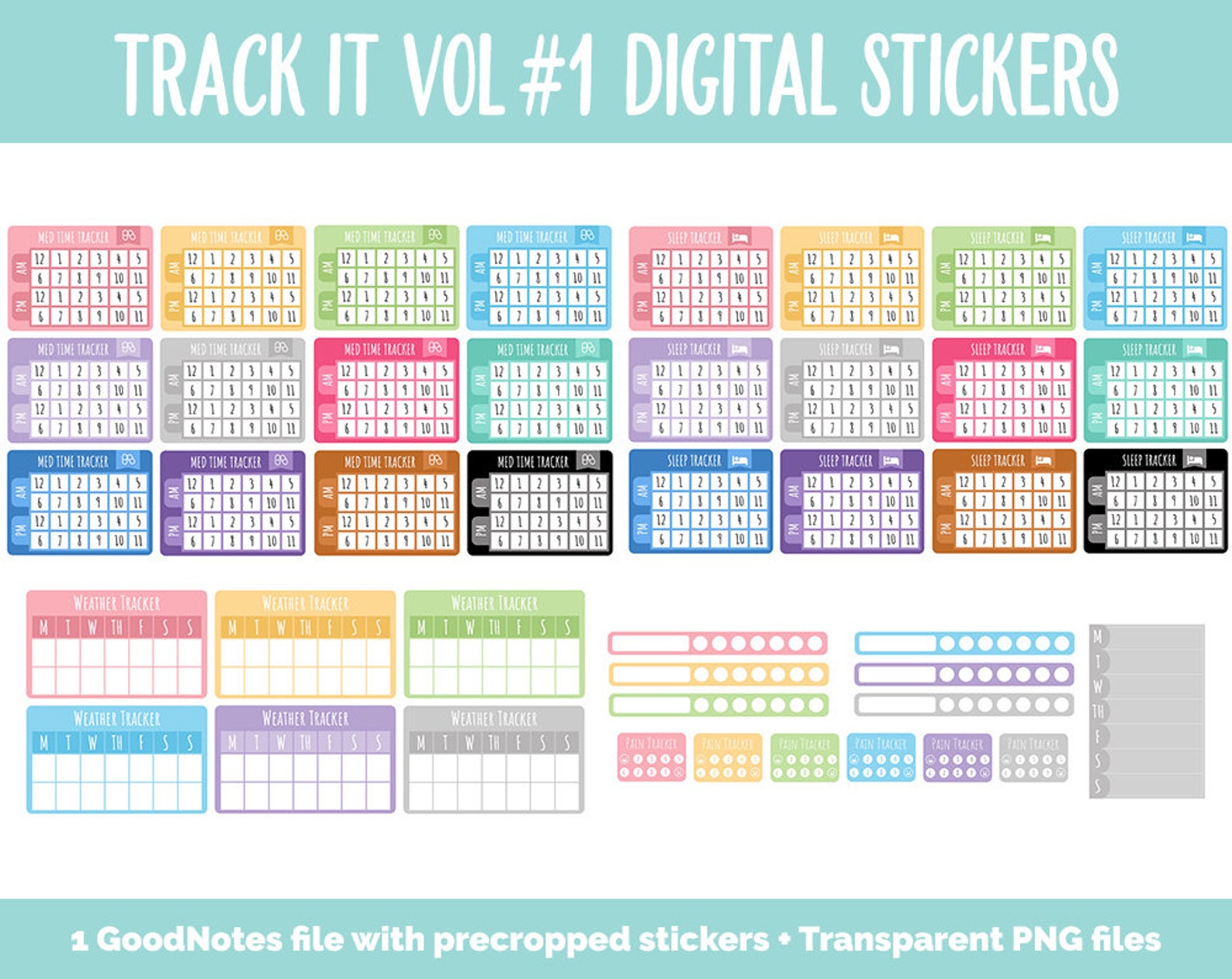 Track It Vol #1 Digital Tracker Stickers | iPad & Android - Etsy