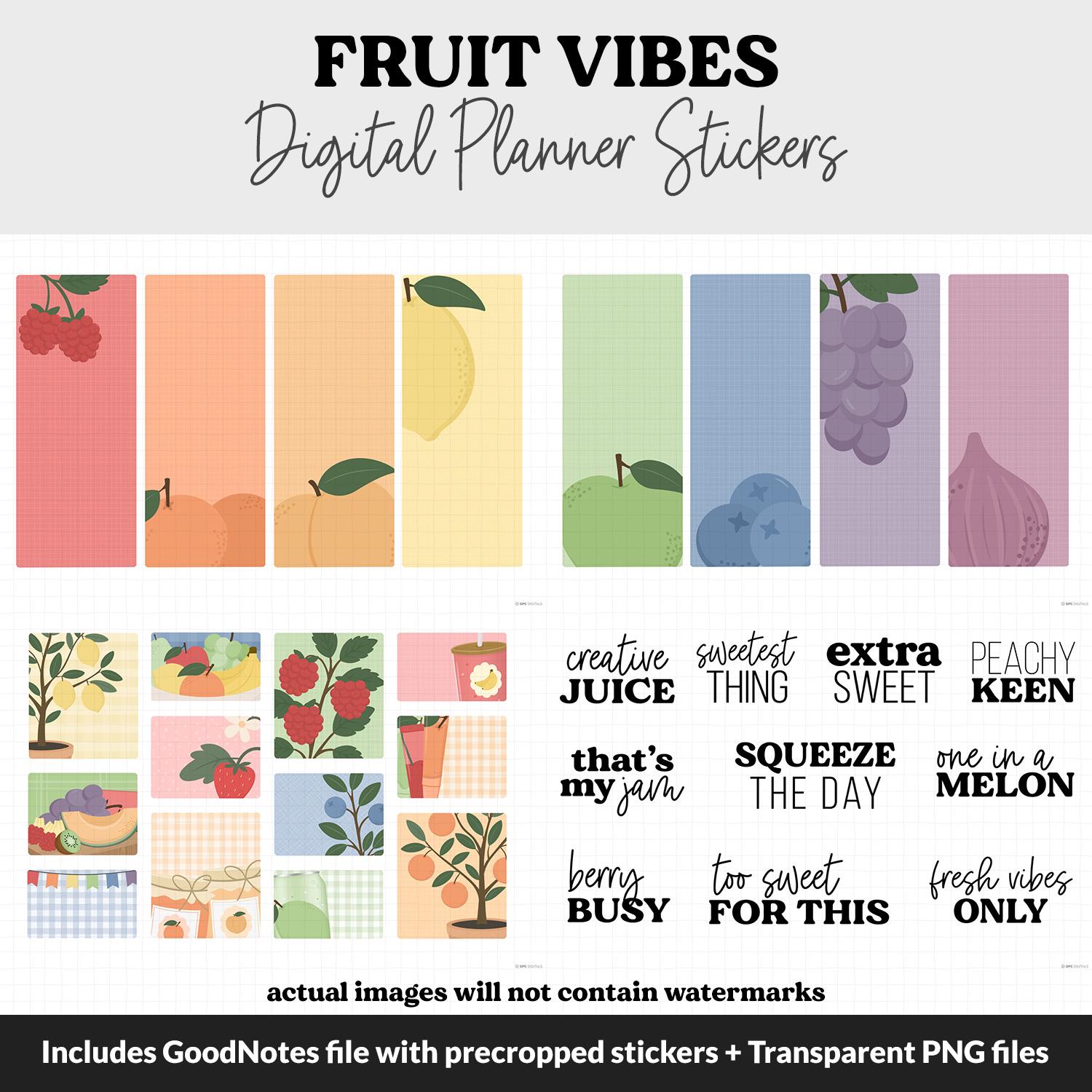Fruit Vibes Digital Planner Stickers | iPad & Android | Summer, Rainbow ...